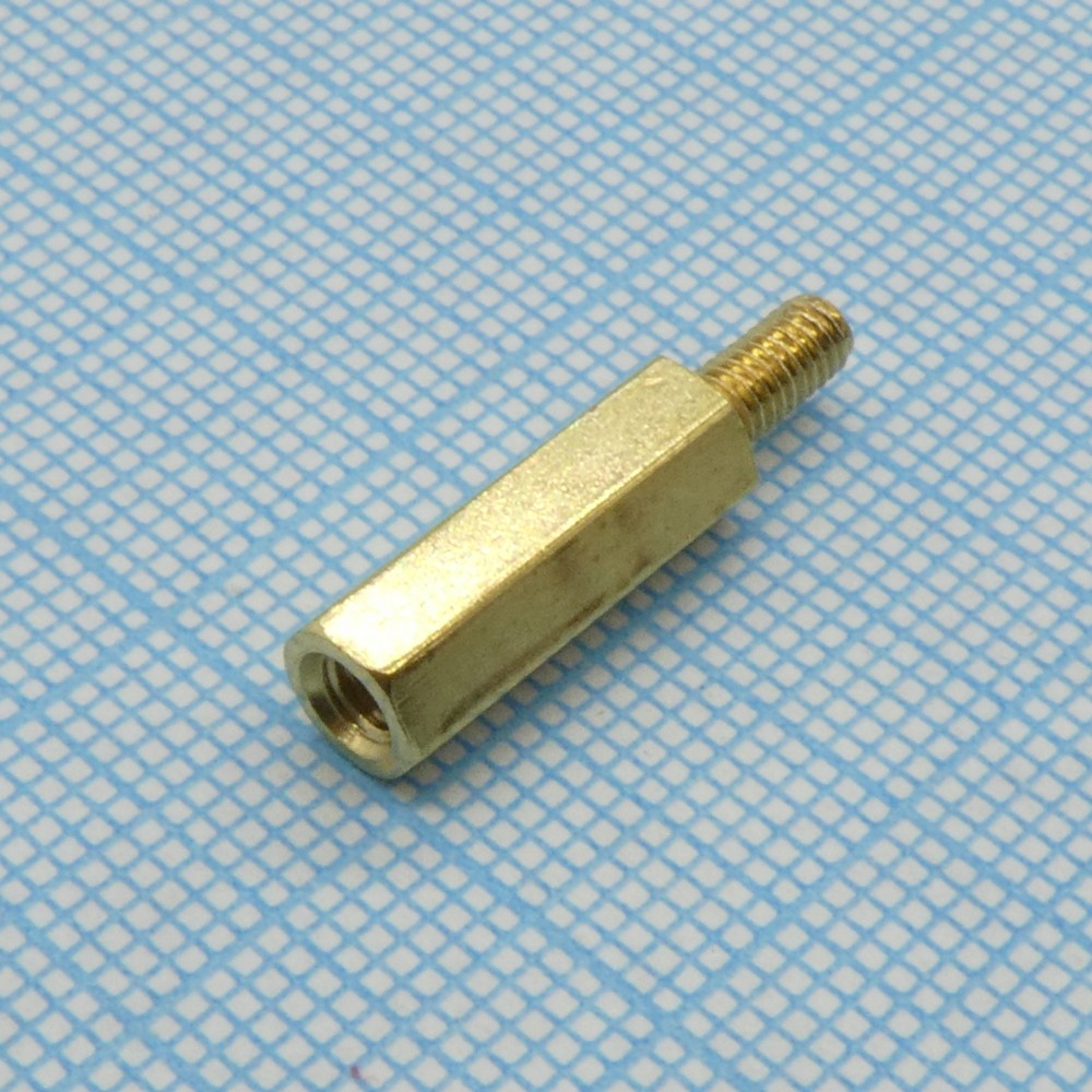 PCHSN-15, Стойка латунная, без покрытия шестигранная М3 отверстие-винт, L=15мм KLS купить оптом ...