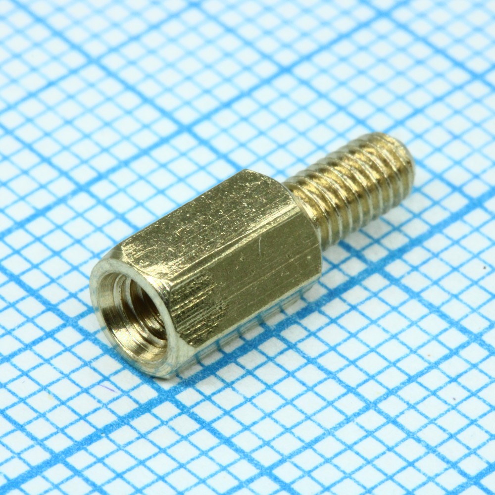PCHSN- 7, Стойка латунная, без покрытия шестигранная М3 отверстие-винт, L= 7мм KLS купить оптом ...